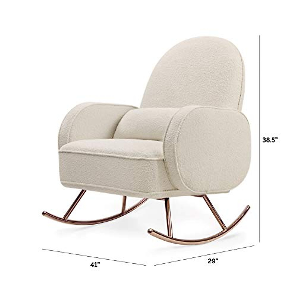 Nursery Works Compass Rocker in Ivory Boucle with Rose Gold Legs, Greenguard Gold and CertiPUR-US Certified