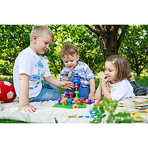 Tuddler Toddler Peg Board Sensory Toys/Montessori Toys for Toddlers/Fine Motor Skills Toys/Educational Toys / 30 Pieces Stackable Pegs + Pattern Card + Drawstring Backpack + E-Book