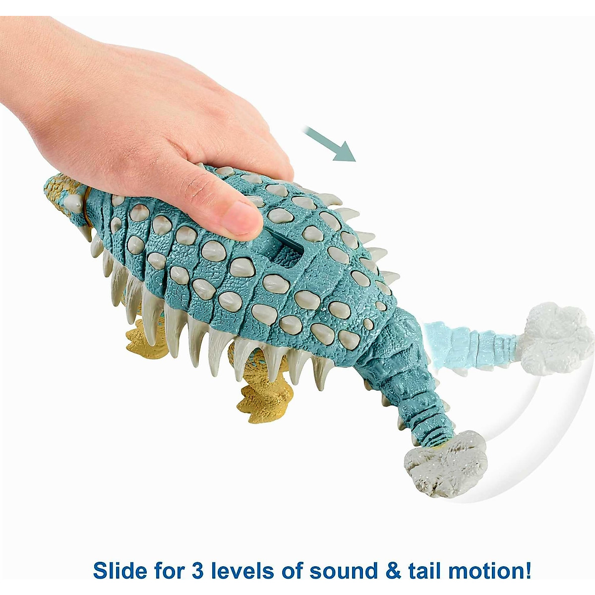 Mattel Jurassic World Camp Cretaceous Roar Attack Ankylosaurus Bumpy Posable Dinosaur Action Figure Toy, Strike Feature & Sounds