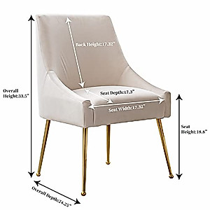 Restworld Velvet Dining Chairs, Furniture Collection Modern Contemporary Upholstered with Polished Gold Metal Legs, Set of 4(Beige)