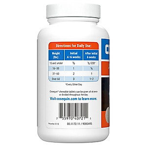 Nutramax Laboratories Cosequin Maximum Strength Joint Health Supplement for Dogs - With Glucosamine, Chondroitin, and MSM, 60 Chewable Tablets