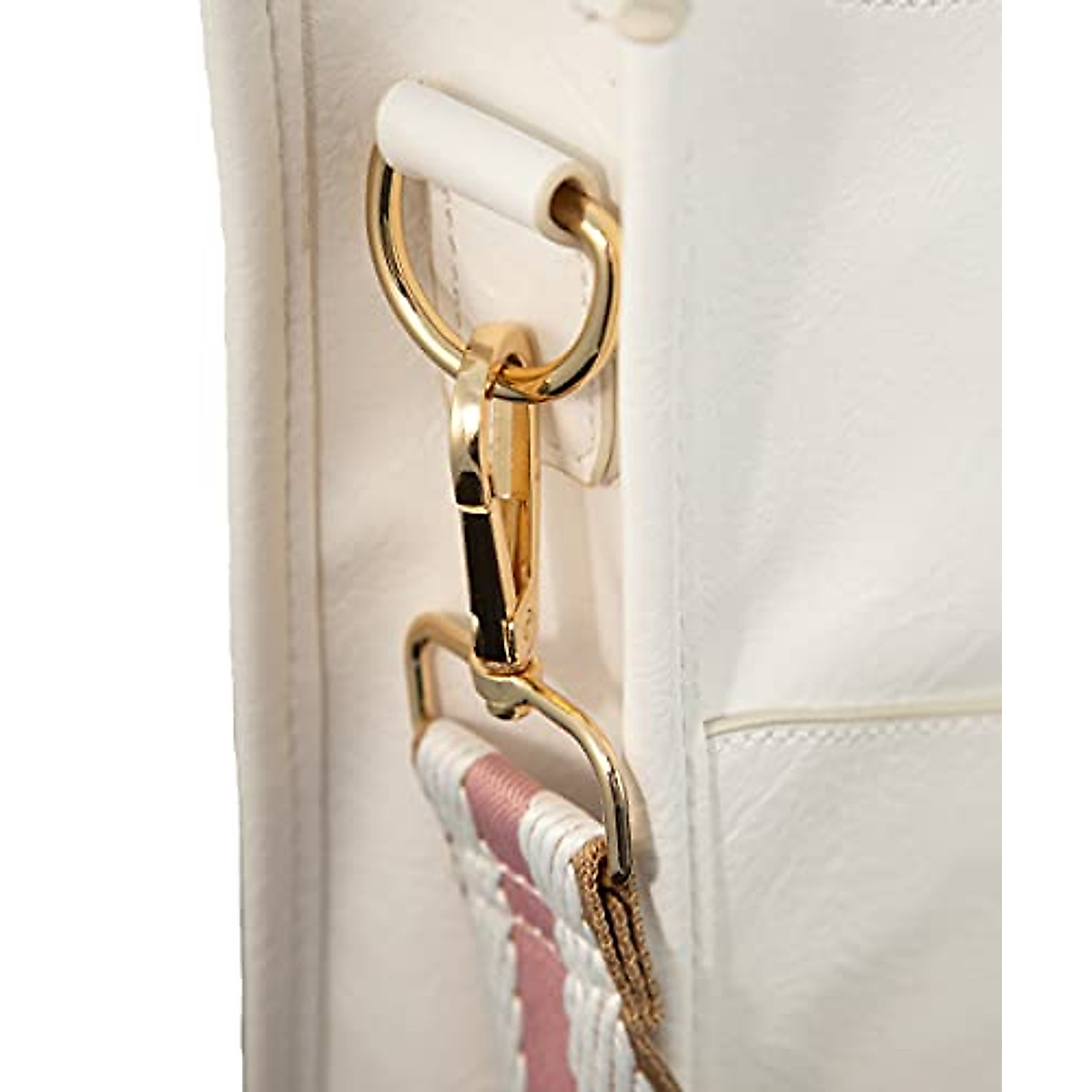 Pinafore Vegan Leather Crossbody Fashion Shoulder Bag | Soft, Magnetic Closure Handbag Purse for Women with Adjustable & Removable Guitar Strap, White