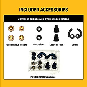 DEWALT Wireless Bluetooth Neckband Headphones — Neckband Earphones with 15H Playtime — Noise-Isolating Wireless Earbuds — Jobsite Pro Built-in Mic for Crystal-Clear Calls