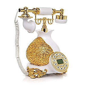 Telephone High-end Retro Telephone Family Living Room Study landline Business Office Fixed Telephone 182625cm (Color : Brown) (Gold)