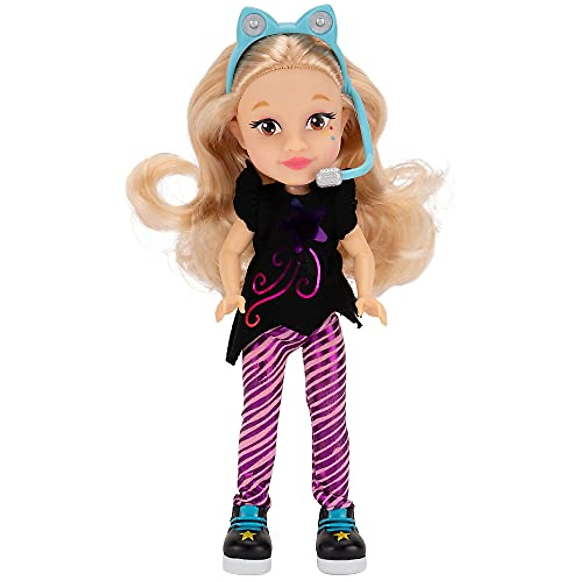 Like Nastya My BFF Nastya Doll Dressed as a Rock Star; 8-inch Plush Doll with Microphone Headband, Guitar, and Hairbrush Accessory