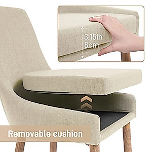 E&D FURNITURE Dining Chairs, Upholstered Metal Leg Living Room Chair Set of 4 Accent Beige Fabric Dining Comfy Chair for Kitchen and Dining Room