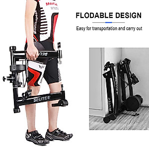 Bike Trainer, Magnetic Bicycle Stationary Stand for Indoor Exercise Riding, 26-29" & 700C Wheels, Quick Release Skewer & Front Wheel Riser Block Included