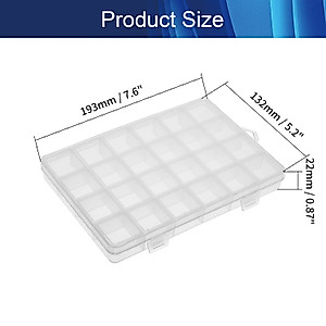 Juvielich Clear Plastic Organizer Box,24 Fixed Grids Storage Container Jewelry Box for Beads Art DIY Crafts Jewelry Fishing Tackles 7.6"x5.2"x0.87"(LxWxH) 2PCS