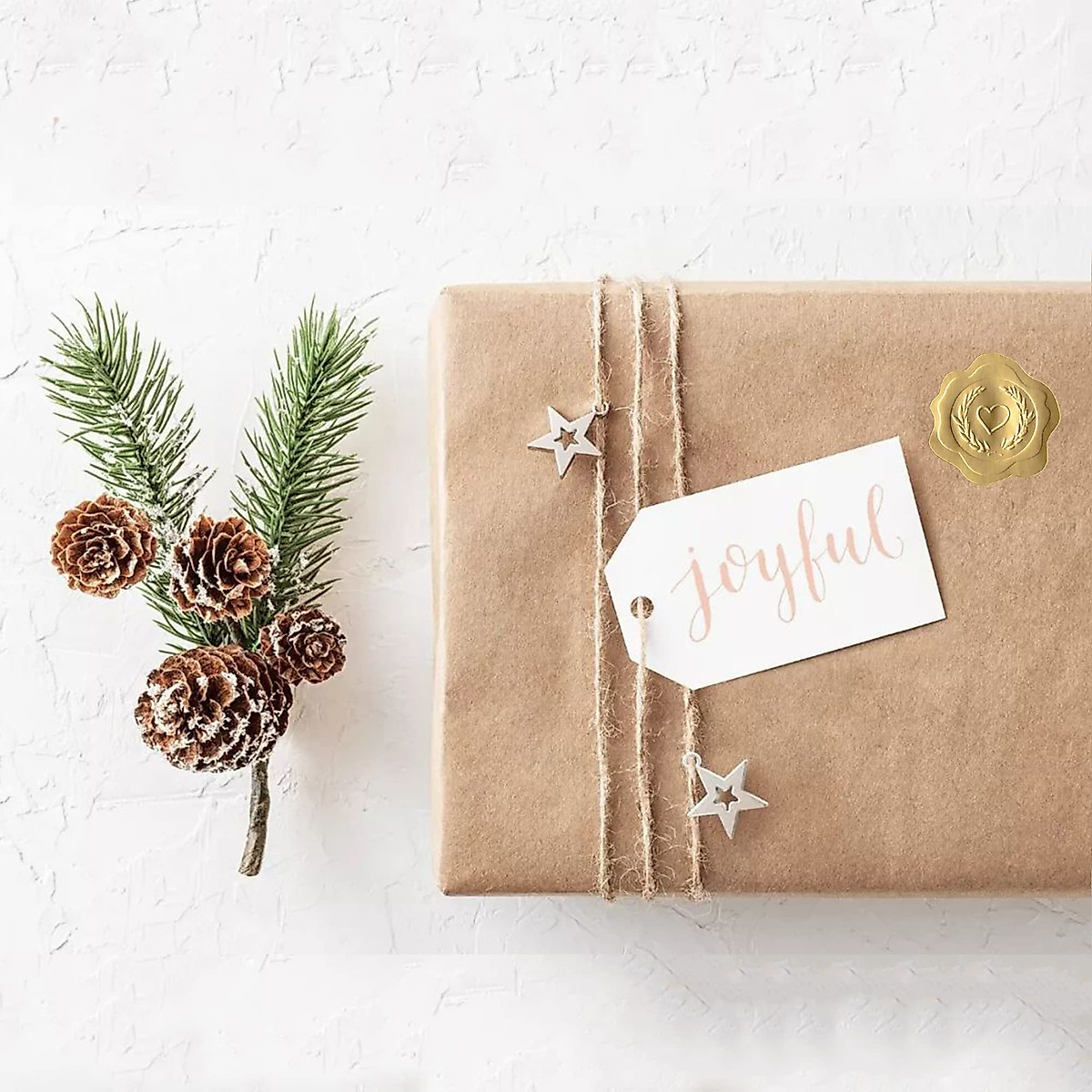 Everlasting Star 300pcs Gold Embossed Wax Seal Heart Shape Envelope Seals Stickers for Wedding Invitations,Party Favors,Greeting Cards, DIY Decoration, ES-21ST-001