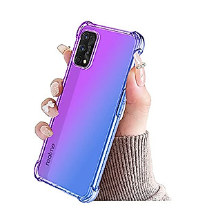 KOARWVC Case for Realme 7 Pro Case RMX2170 Case, Crystal Clear Case Gradient Slim Anti Scratch TPU Shockproof Protective Phone Cases Cover for Realme 7 Pro (Purple/Blue)