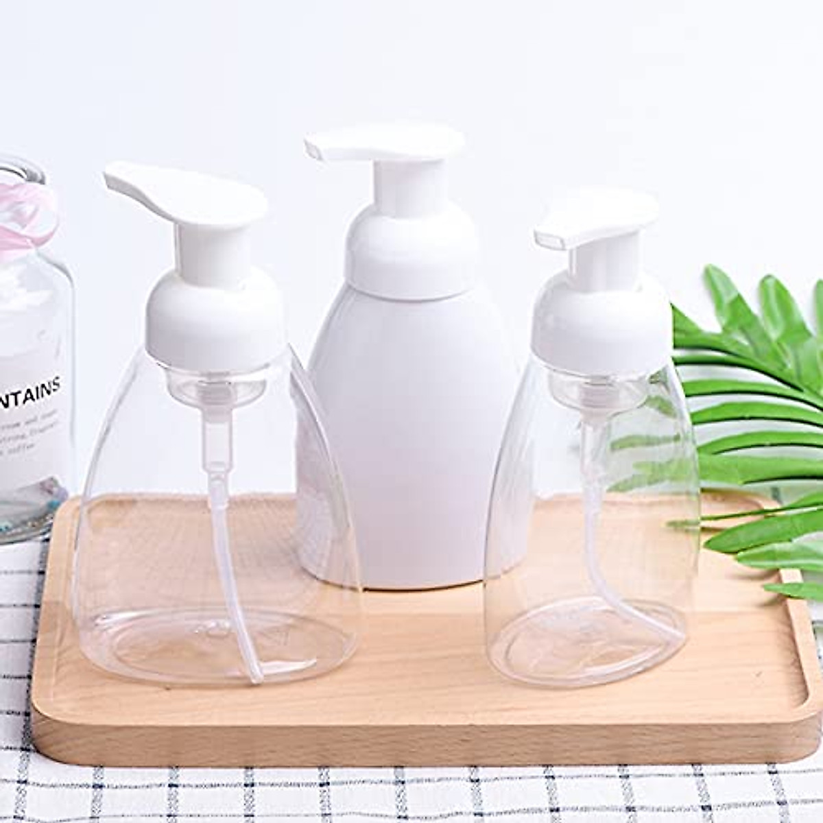 Soap Dispenser 250ml Clear Foaming Liquid Soap Dispenser Shampoo Lotion Shower Gel Hand Sanitizer Whipped Mousse Points Pump Bottle Lotion Dispenser (Color : Transparent) (White b)