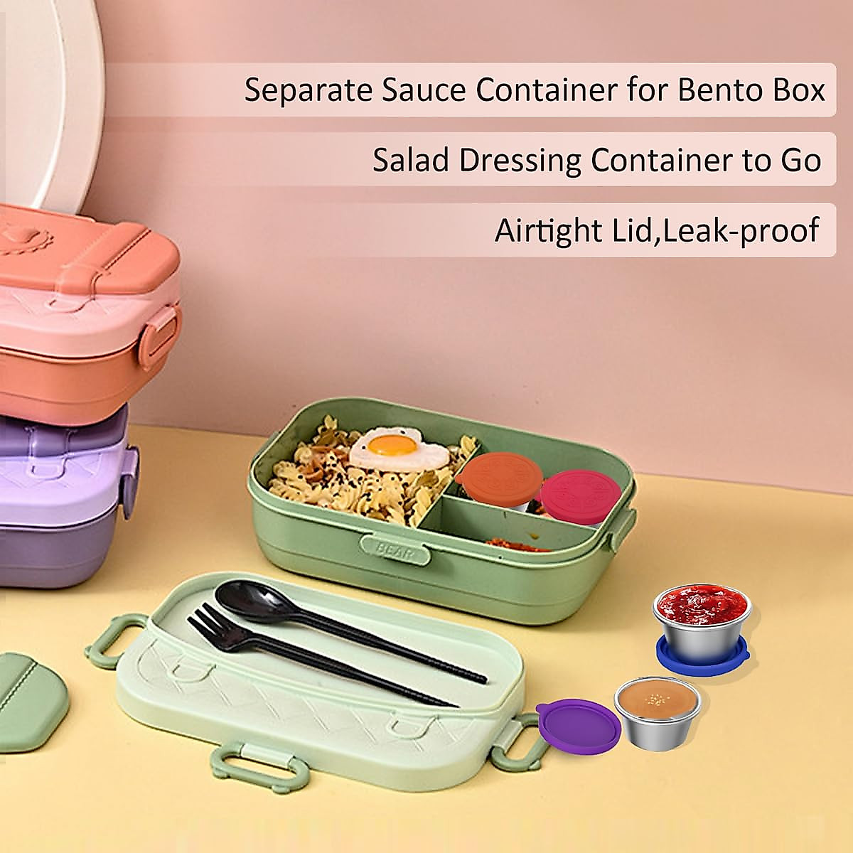 IJDD 6 Pack Salad Dressing Container To Go 2.4oz Small Condiment Containers with Leakproof Silicone Lids Reusable Stainless Steel Sauce Cups for Office Lunch Bento Box Picnic Meal Prep Travel Party