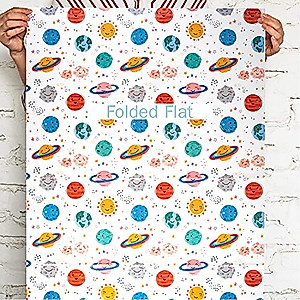 BIOBROWN Blue Wrapping Paper Sheet Folded Flat 6 Different Adorable Animal Design (45.2 sq ft.TTL) 27.5 inch X 39.4 inch Per Sheet