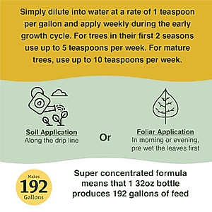 Farmer's Secret Fruit Tree Booster Fertilizer (32oz) - Super Concentrated and Phosphorus Rich - Formulated for All Fruit Trees Including Peach, Banana, and Apple