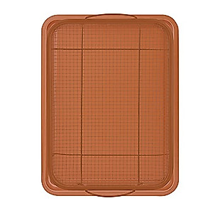 G & S Metal Products Company Baking with G&S Nonstick Crisper Basket with Baking Pan, Copper, 2 Piece Set, Durable and Easy to Use