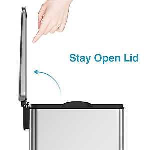 BETHEBEST Bathroom Trash Can with Lid，2.6 Gallon Stainless Steel Trash Can with Removable Wastebasket for Bedrom,Office(Silver)