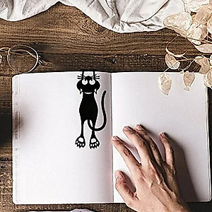 Funny Cat Bookmark, 2023 New Curious Cat Bookmark for Cat Lovers, Creative Hollow Kitten Bookmark, Black Kitten Hanging Bookmark, Funny Office School Gift for Book Lovers (5 Pcs)