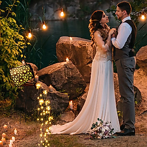 Watering Can with Lights Star Shower Watering Can Solar Twinkle Lights Waterproof Outdoor Decor LED Fairy Lights for Garden Yard Outdoor Lawn Patio Party Decorations Path Lights (Floral Style)