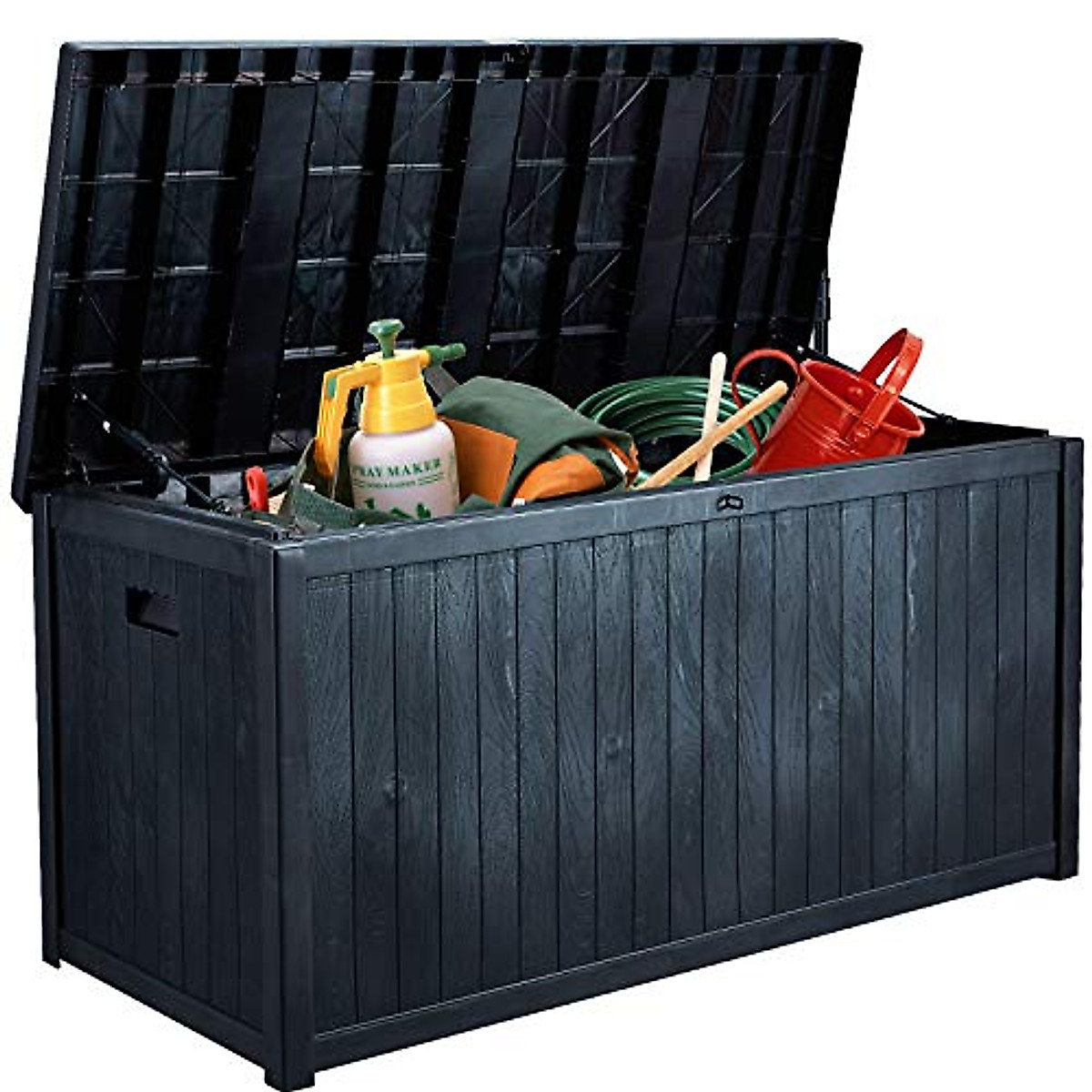 AVAWING Large Deck Box, Outdoor Storage Container with 120 Gallon, Patio Garden Furniture for Garden Tools, Pillows, Pool Toys, Dark Grey