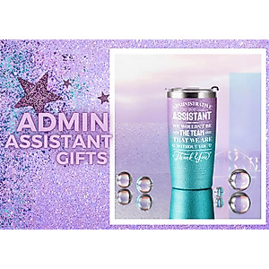 Onebttl Administrative Professional Day Gifts for Administrative Assistant, Secretary, 20 oz Stainless Steel Tumbler for Women - Thank You - Blue Purple Gradient Glitter