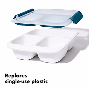 OXO Good Grips Prep & Go Divided Container 4.1 Cups/1 L - Leakproof Food Storage, Pack of 4