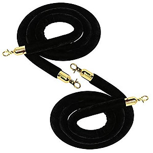 YaeGarden 2-Pack Velvet Stanchion Rope 5Ft Stanchion Queue Barrier Rope Velvet Rope Crowd Control Rope Barrier (Black)