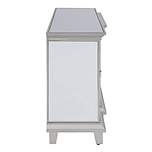 SEI Furniture Toppington Mirrored Media Console Electric Fireplace, Silver