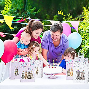 12 Pcs Cat Party Favor Bag Cat Theme Bags Cat Birthday Party Decorations Supplies Cat Candy Treats Bags Pet Party Favors Pet Animal Birthday Supplies