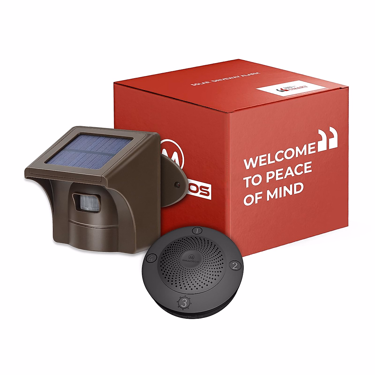 eMACROS 1/2 Mile Long Range Solar Wireless Driveway Alarm Outdoor Weather Resistant Motion Sensor & Detector-Security Alert System-Monitor & Protect Outside Property