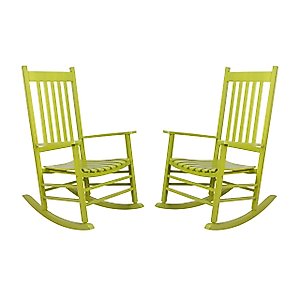 Shine Company Vermont Rocking Chairs, Outdoor Front Porch Rocker Set of 2, Lime