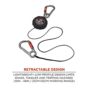 Ergodyne - 19311 Squids 3011 Retractable Tool Lanyard with Carabiner Mount,Black