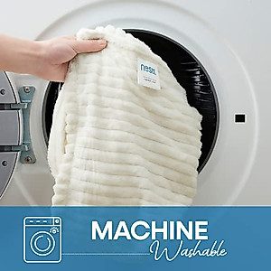 Nestl Soft King Size Blanket – Cozy Bed Blankets King Size, Warm King Blanket, Lightweight King Size Blankets for Bed, Cut Plush Fleece Blanket King Size, White King Size Fuzzy Blanket 108 x 90 Inches