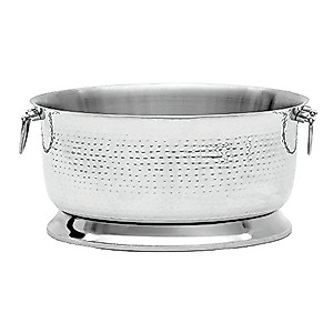 HUBERT Beverage Tub, Brushed Hammered Stainless Steel with Double Wall Construction - 19"Dia x 11"H