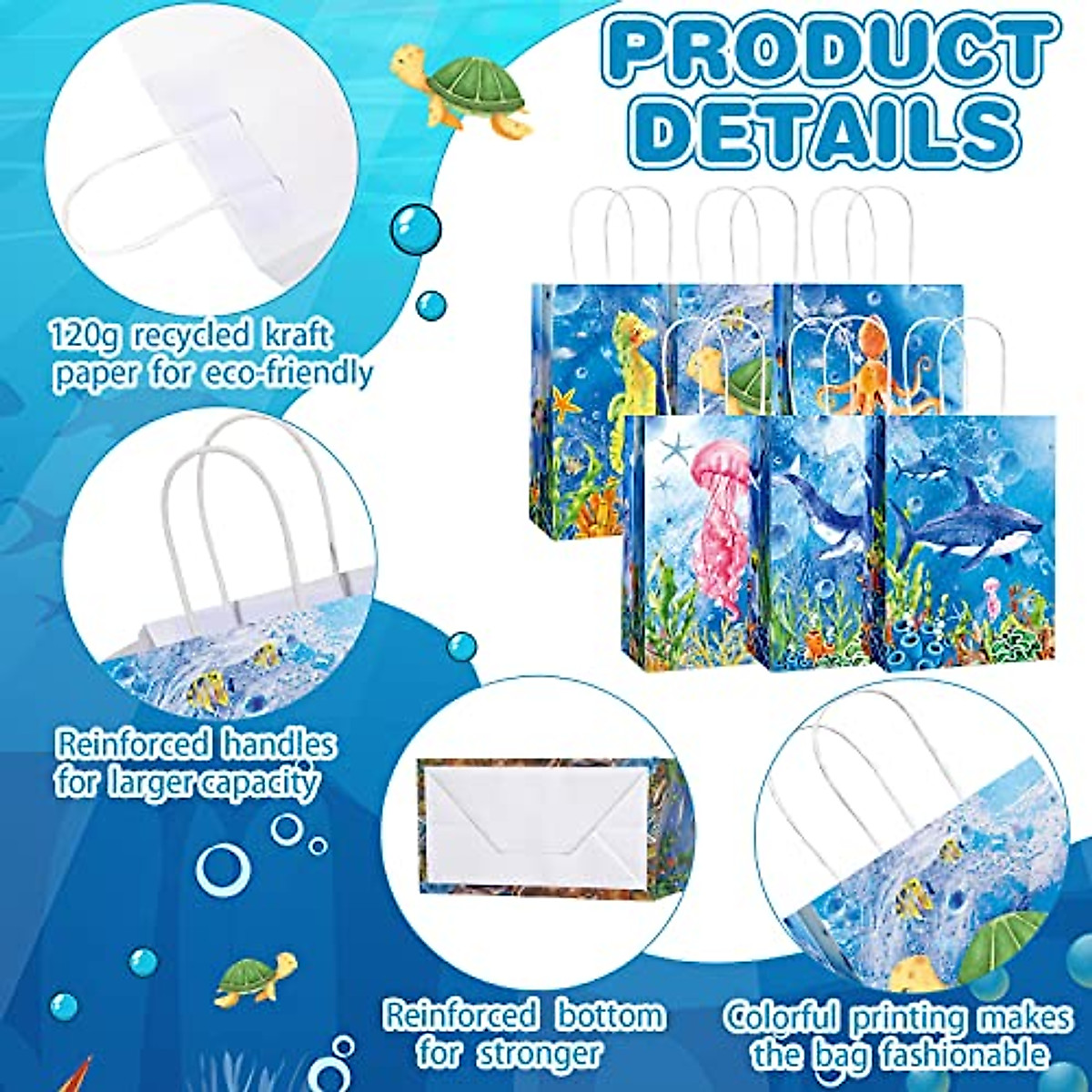 Colorful Sea Animals Party Gift Bags - 24 Pack