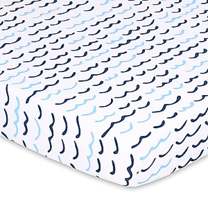 The Peanutshell Mini Crib Sheets Set for Pack & Play, Playard, Playpen, Mini Crib, 3 Pack, Nautical Whale