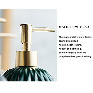 Ceramics Gold Soap Dispenser for Bathroom, Relief Soap Dispenser for Kitchen Sink, 400ml/13.5Oz Refillable Liquid Hand Soap Dispenser with Gold Pump (White)