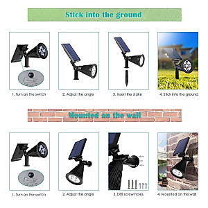 URPOWER 2-in-1 Waterproof 4 LED Solar Spotlight Adjustable Wall Light Landscape Light & 1000LM 130 LED Solar Motion Sensor Lights, 3 Adjustable Heads Solar Flood Lights for Patio,Garden(4pack+1pack)