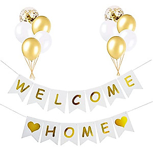 Mannli Welcome Home Banner Decoration with Letax Balloons for New Home Baby Shower Family Party Decorations