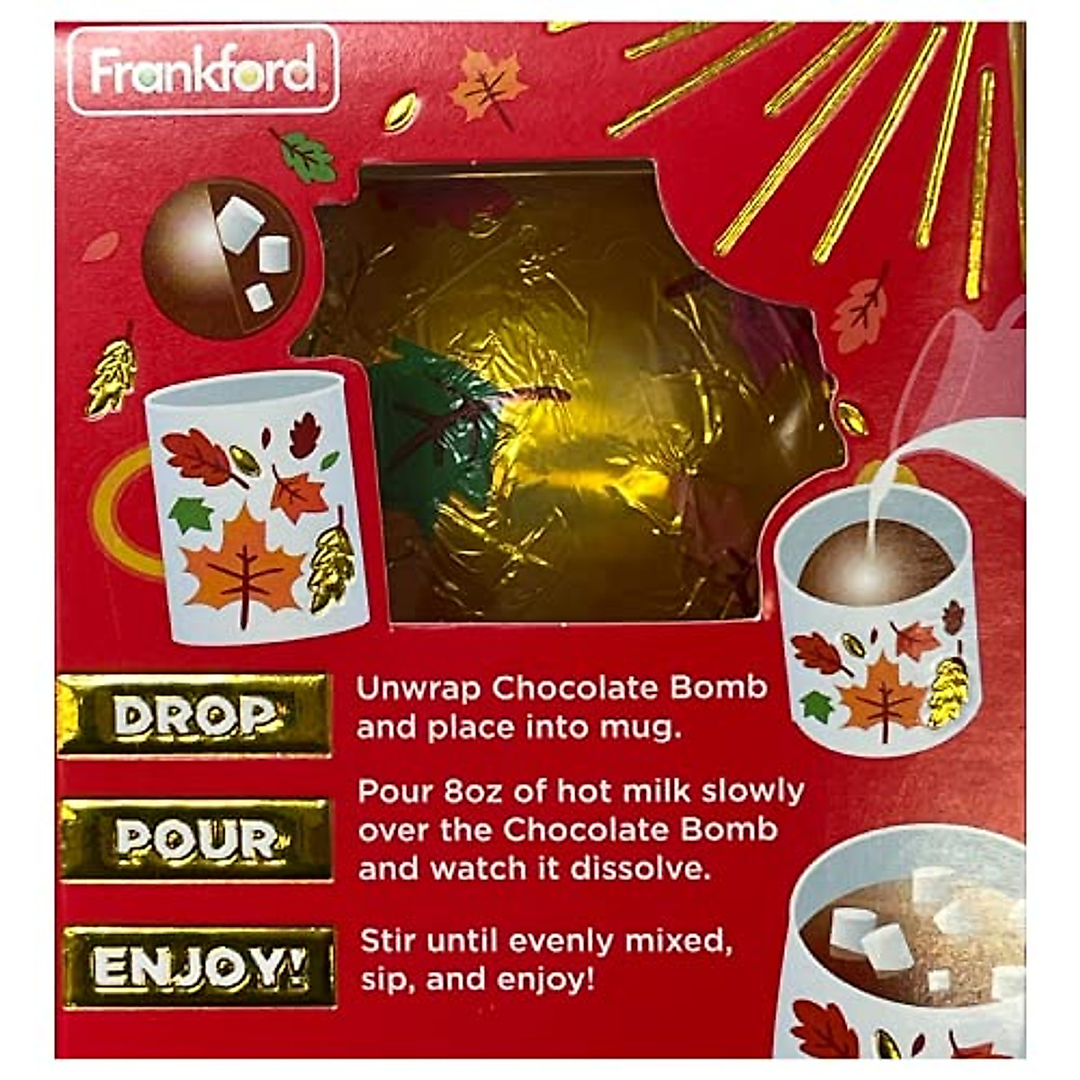 Belgian Hot Chocolate Melting Ball with Mini Marshmallows Inside, Cute Autumn Dessert Drink, 1.6 Ounce