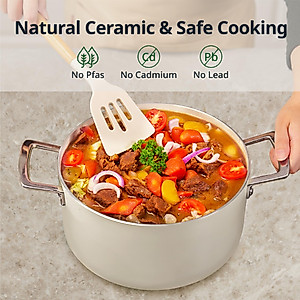 Larinest Nonstick Ceramic Cookware Set 7 pcs,Non Stick Pots and Pans Set,Non-toxic Kitchen Cooking Set,Dishwasher/Oven Safe,NO PFAS/PFOA,White