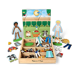 Melissa & Doug Occupations Magnetic Dress-Up Wooden Pretend Play Set (74 pcs) - Magnetic Dress-Up Dolls For Kids