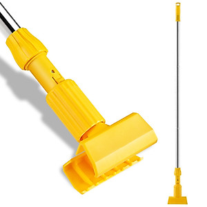 Tiemlet Mop Handle Commercial Heavy Duty - 62-inch Stainless Steel Metal Commercial Mop Stick, Adjustable for Industrial & Household Floor Cleaning, Clamp Mop Handle Quick Change for Wet Mop