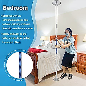 Security Pole Floor to Ceiling Grab Bars Transfer Pole Bathroom for Elderly Grab Bar Tension Mounted Handicap Standing Pole Shower Safety Assist Stability Rail Grab Pole for Seniors