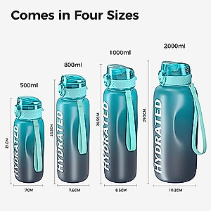 Gohippos Water Bottles with Times to Drink, 32 oz Water Bottle with Straw, Motivational Water Bottle for Gym School Office to Stay Hydrated, BPA Free & Leakproof (1 Bottle)