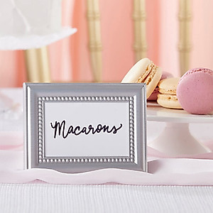 Kate Aspen 12PCS Silver Beaded Frame Place Card/Photo Holder, Place Cards Included, Wedding, Bridal Shower, Anniversary Party Decorations