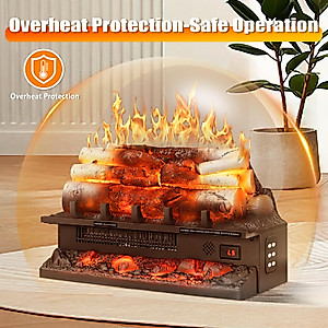 Antarctic Star 21 Inch Electric Fireplace Log Heater Remote Control Real Flame Effect Ember Bed, Overheated Protection, Adjustable Brightness, Speed, Temp and Sound Effect, Indoor Use 750W/1500W…
