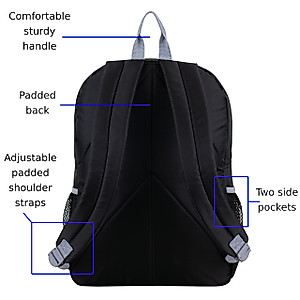 FUEL Lunch Backpack Set Teens Student Water Resistant Bookbag Bag Soft Reusable Insulated Cooler Lunch Box Thermal Travel Office Lunch Bag, Black