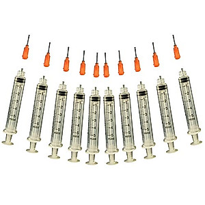 Creative Hobbies® Glue Applicator Syringe for Flatback Rhinestones & Hobby Crafts, 5 Ml with 15 Gauge Orange Precision Tip - Value Pack of 10