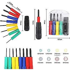 Mini Screwdriver Sets with Magnet, 8 in 1 Screw Driver Tool Phillips/Slotted Head Tips Screwdriver Kits for Repair Electronics, MacBook, iPhone, iPad, Eyeglass, Watch, Tablet