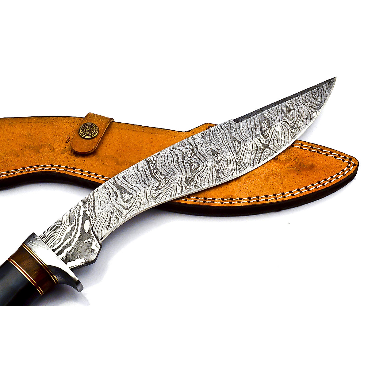 Nooraki - 15-inch | Handmade Damascus Steel Heavy Duty Kukri Knife Sharp Blade, With Leather Sheath | Ideal for Hunting, Bushcraft, Survival, Chopping, Camping, Outdoor Gift for Men Women - KK155